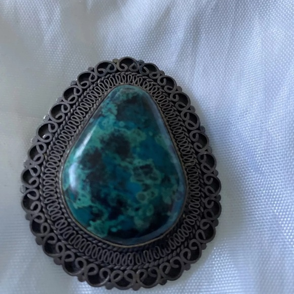 Accessories | Vintage Teardrop Brooch With Turquoise Stone | Poshmark